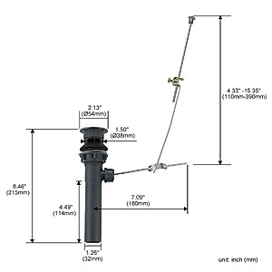 WOWOW Bathroom Drain Assembly Stopper with Lift Rod for Bathroom Faucet Vanity Sink Pop-Up Drain Stopper Assembly with Lift Rod and Overflow,Brushed Nickel