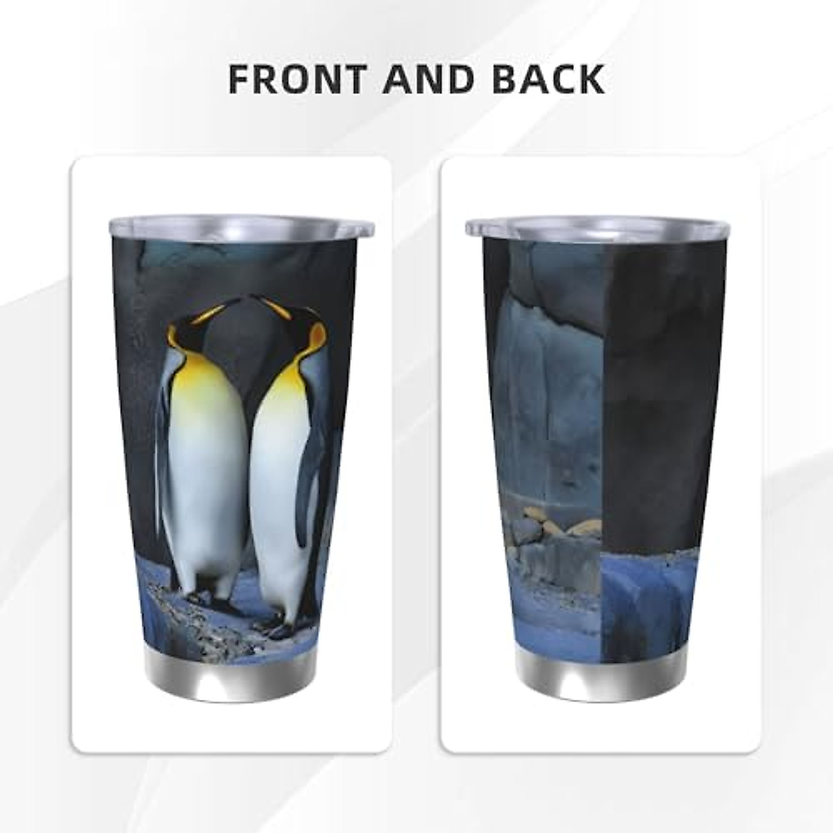 jshmgchw 3d Penguin 20oz Tumbler, Car Cup With Lid And Straw, Spill-Proof, Stainless Steel Double Wall Vacuum Insulated Reusable Coffee Travel Mug, For Cold Drinks, Hot Beverage