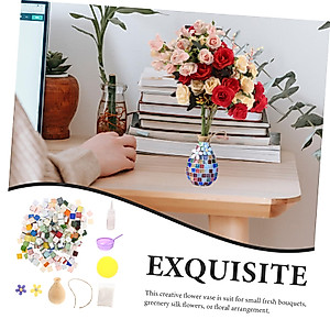 WOFASHPURET 1set Mosaic Vase Arts and Crafts for Kids Crystal Mosaic Craft Kit DIY Flower Vase DIY Craft Kits Home Table Centerpiece Mosaic Flower Vase Table Flowers Parent-Child Caulk Simple