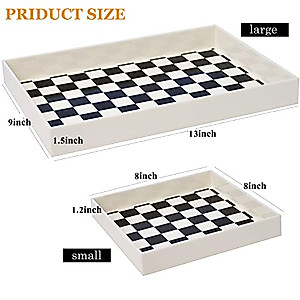 Benziert Set of 2 Acrylic Trays White Jewelry Trays Perfume Trays for Dresser Tray Black Bathroom Tray Vanity Tray for Bathroom countertop Makeup Tray Perfume Organizer Tray Checkered Decorative Tray