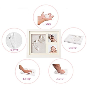 Personalized Baby Handprint and Footprint Kit (NO Mold) | Unique Baby Shower & New Mom Gift with Box | Baby Registry Must Have for Newborn Boy & Girl | DIY Photo Frame Keepsake | Nursery Room Decor