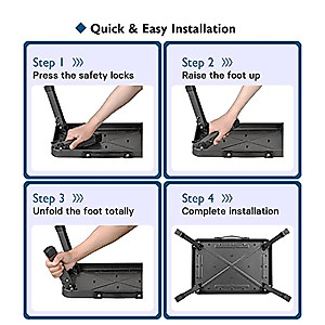 BONTEC One Step Stool, Portable Folding Metal 1-Step Steel Ladder Stool, 330lbs Capacity Foldable Wide Single Black Foot Stool for Adults or Children in Kitchen Toilet RV Camping Office