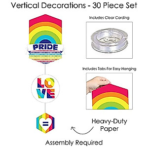 Big Dot of Happiness Love is Love - Gay Pride - LGBTQ Rainbow Party DIY Dangler Backdrop - Hanging Vertical Decorations - 30 Pieces