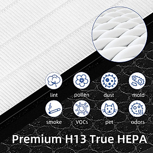 Vital 100S Replacement Filter for LEVOIT Smart WiFi Vital 100S Air Purifier, 3-in-1 True HEPA and High-Efficiency Activated Carbon Filters, Part# Vital 100S-RF, 2 Packs, White