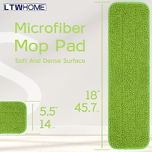 LTWHOME 18" Multi-Color Combination Microfiber Commercial Mop Refill Pads Fit for Wet or Dry Floor Cleaning (Pack of 6)