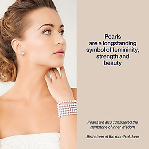 BELLA LEORA Round White AAA Freshwater Real Pearl Earrings - Great Holiday Gift for Women - 14k White Gold with Genuine Cultured Pearls, 7mm-7.5mm Hypoallergenic