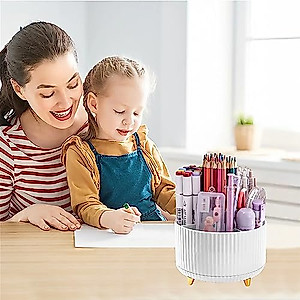 XDRELEC 360 Degree Rotating Pen Holder, Pencil Holder for Desk, Office Desk Organizers and Accessories, Pencil Cup, Pen Organizer，Office Organization and Storage (white)