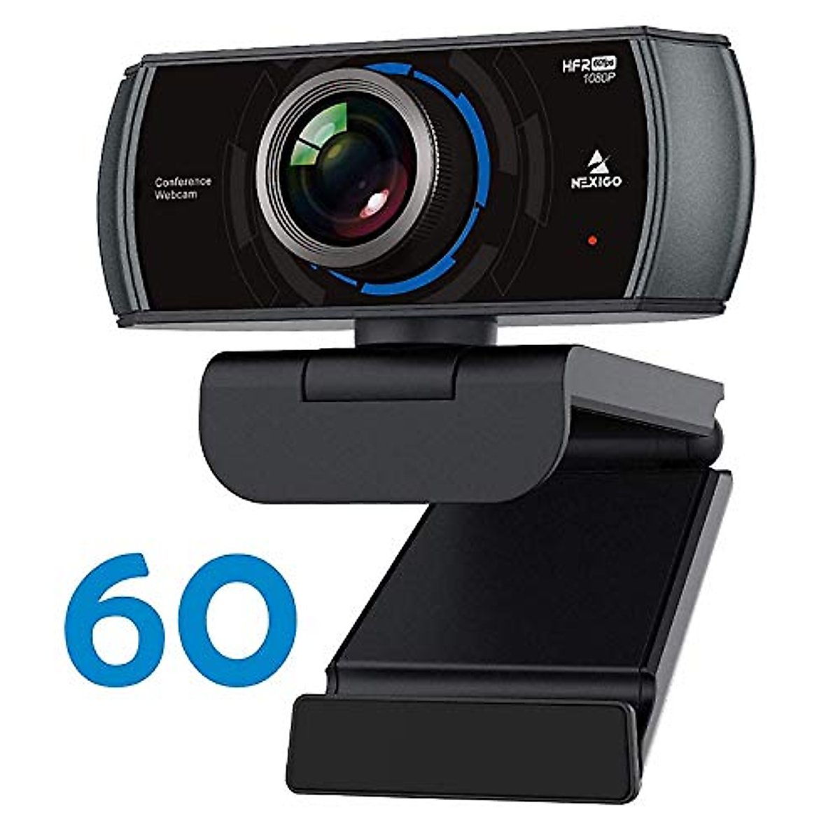 NexiGo N980P 1080P 60FPS Webcam with Microphone, HD USB Computer Camera, Built-in Dual Noise Reduction Mics, 120 Degrees Wide-Angle for Zoom/Skype/FaceTime/Teams, PC Mac Desktop (Renewed)