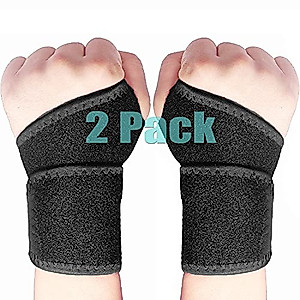 RSAOENF 2 Pack Wrist Brace, Wrist Straps for Carpal Tunnel for women and men, Wrist Support Brace for Weightlifting, Working Out and Pain Relief. Flexible, Highly Elastic, Adjustable (B-Black)