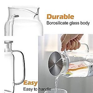 Seal Glass Pitcher With Lid - Great for Homemade Juice & Cold Tea or for Glass Milk Bottle lids (Large)