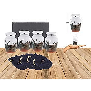 BOLD & DIVINE Keepsake Cremation Urns for Human Ashes - Decorative Urns, Urns for Human Ashes Female & Male, Urns for Ashes Adult Female, Funeral Urns | Mini Urn Set of 4 Deers