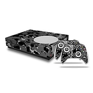 WraptorSkinz Decal Vinyl Skin Wrap Compatible with Xbox One S Console and Controllers - WraptorCamo Old School Camouflage Camo Black