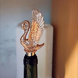 Wine Bottle Stopper, Silver Swan Stainless Steel Wine Saver Reusable Wine Cork Silicone Wine Stopper (Silver)