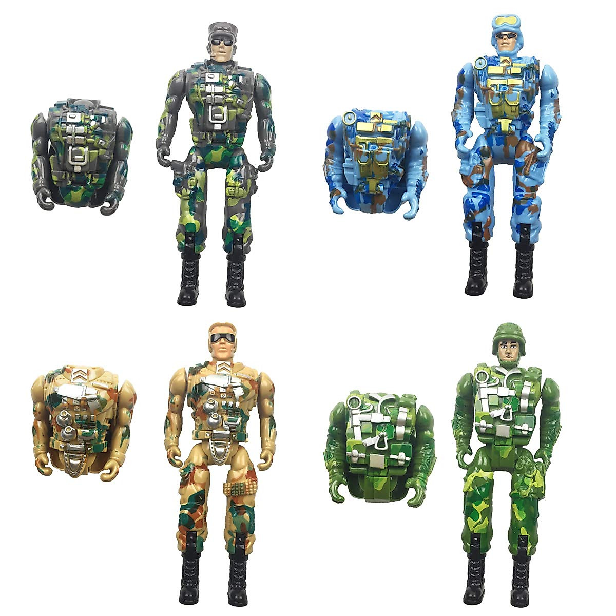 QINGQIU 4 Pack Jumbo Soldier Deformation Easter Eggs with Toys Inside for Kids Boys Girls Easter Gifts Easter Basket Stuffers Fillers