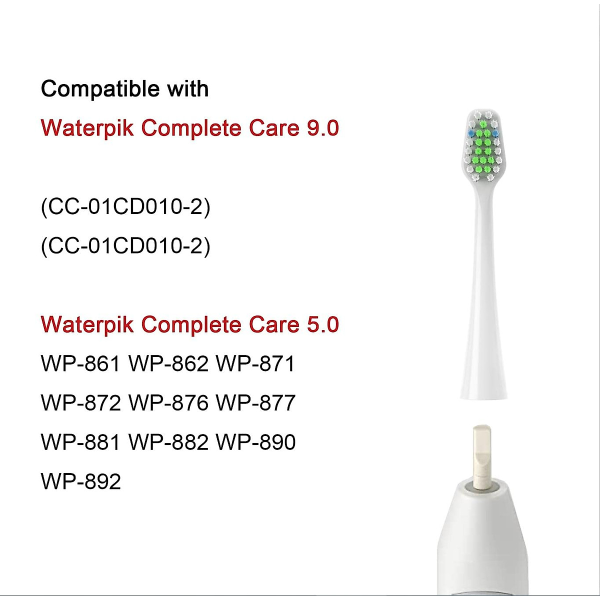 Replacement Toothbrush Heads Fits for Waterpik Complete Care 9.0 (CC-01), Care 5.0 (WP-862) Sonic Electric Tooth Brush Refill(8-pc), Pisonicleara