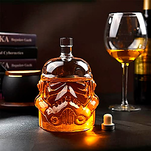 AUTIORE Whiskey Decanter 25Oz Carafe Decanter Transparent Creative Whiskey Carafe for Wine, Liquor, Scotch, Bourbon, Brandy - 750ML Flask Carefe Gift for Husband/Father/Boyfriend.