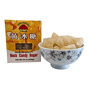 Double Happiness Lump Sugar Rock Candy, Premium Quality from Cane Sugar and Molasses, 16 Ounce Box, [Pack of 2]