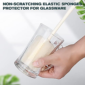 BEDELITE Water Baby Bottle Brush Cleaner, Long Handle Sponge Cleaning Brush, Bottle Cleaner Brush with Straw Cleaner for Washing Baby Bottles, Glasswares, Narrow Cup, Beige, 1 Pack