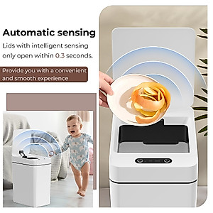Bathroom Trash Can with Lid 2.4 Gallon Smart with Lid Motion Sensor Trash Can Waterproof Narrow Small Garbage Bin for Kitchen Bathroom Office Living Room