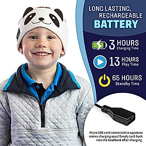 CozyPhones Over The Ear Headband Headphones - Kids Wireless Headphones Volume Limited with Thin Speakers & Super Soft Fleece Headband - Panda