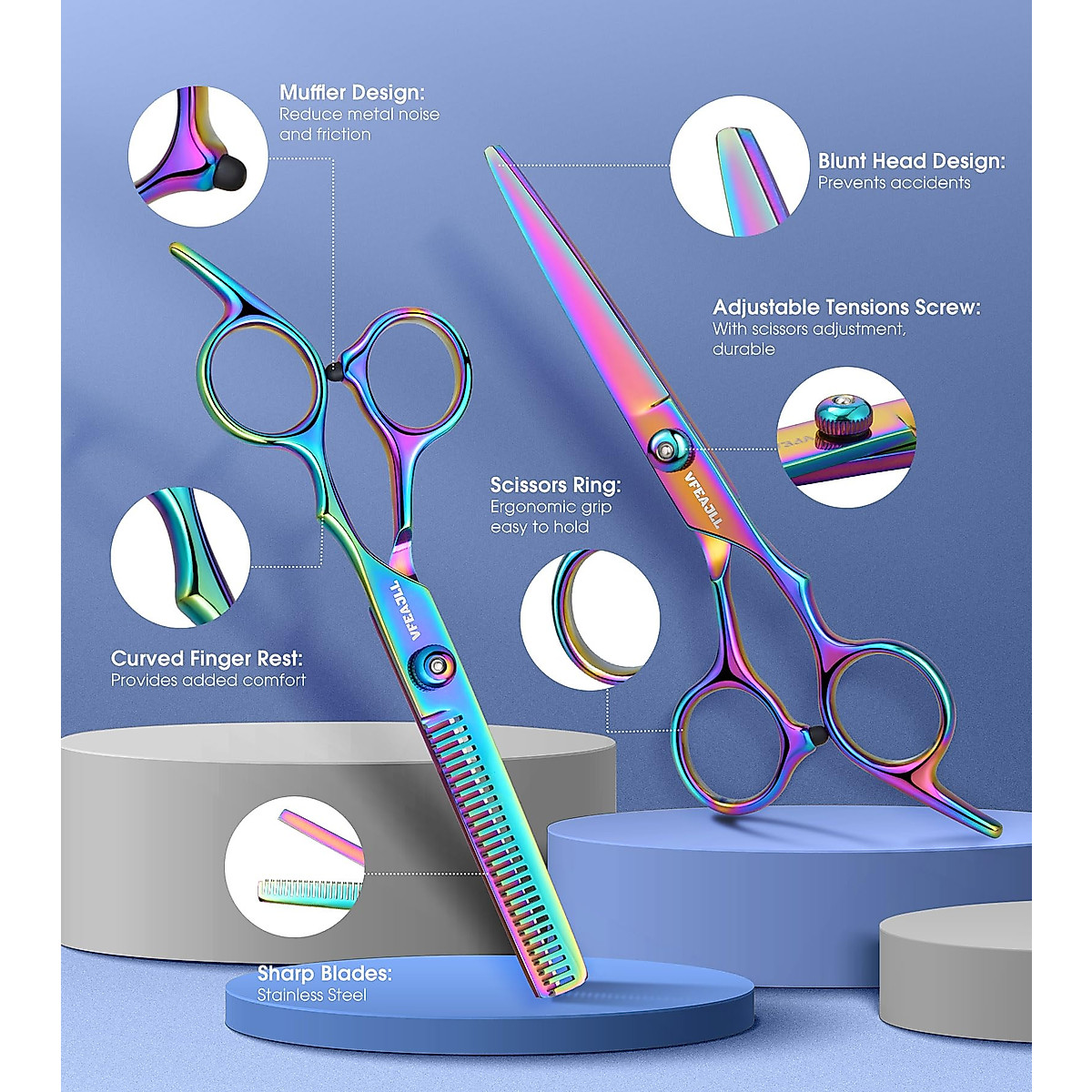 Hair Cutting Scissors Kits,11Pcs Professional Haircut Scissors Kit with Comb,Clips,Cape,New Craftsmanship Stainless Steel Hairdressing Thinning Shears Set for Barber,Salon,Home,Men,Women