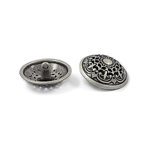 Bezelry 8 Pieces Medieval Filigree Openwork Domed Metal Shank Buttons. 25mm (1 inch) (Antique Silver)