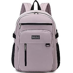MIRLEWAIY Casual Laptop Daypack Girls Travel Backpack Lightweight School Bookbag Work Bag For High School student water-resistent, Pink Purple