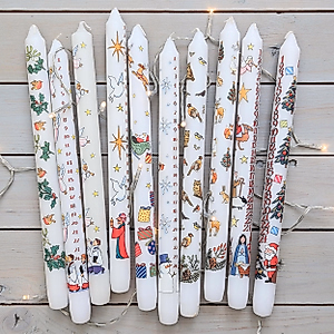 Alison Gardiner Festive Advent Candle - Wax Christmas Candle in Three Wise Men Design - Unscented Countdown Candle with 12 Hours Burn Time - Made in England