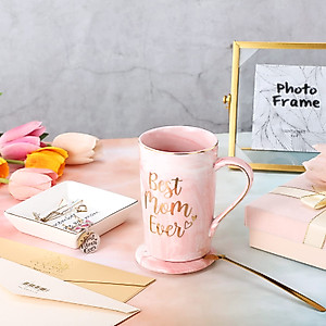 Nuanchu 3 Pcs Mother's Day Gifts for Mom Include Best Mom Ever Coffee Mug Remember I Love You Mom Ceramic Ring Dish Best Mom Ever Keychain for Mom from Daughter and Son