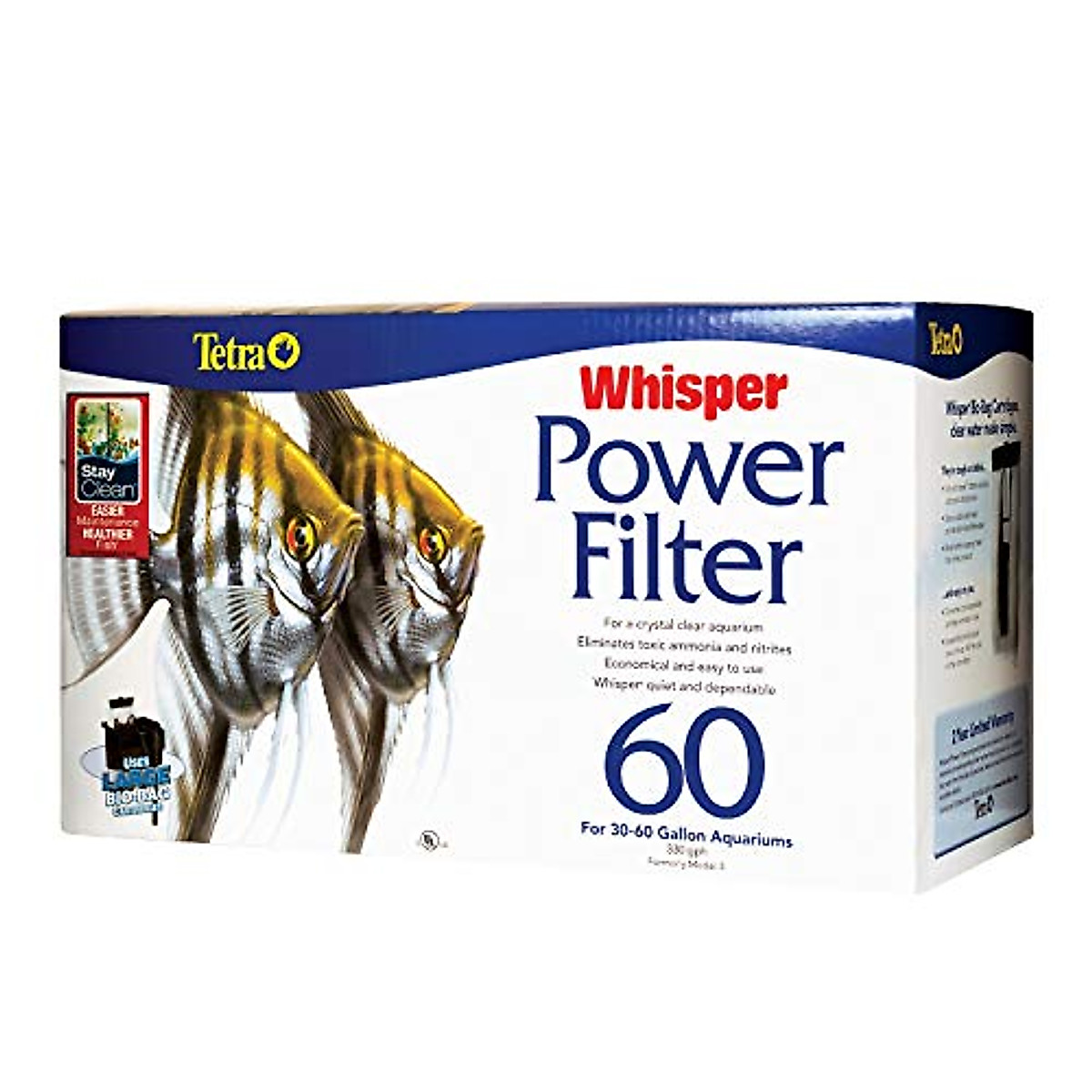 Tetra Whisper Power Filter for Aquariums, 3 Filters in 1, Up to 60-Gallons