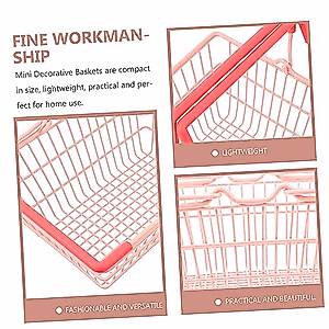 TIDTALEO Shopping Basket Hanging Basket Grocery Basket Makeup Hamper Plastic Storage Baskets Storage Baskets Pink Storage Basket Shopping Storage Basket Pretend Play Shopping Basket