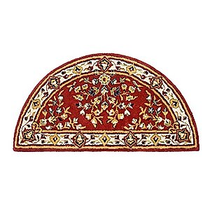 Minuteman International Burgundy Oriental Wool Hearth Rug, Half Round