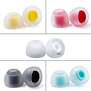 [5 Pairs] KBEAR07 Replacement Earbud Tips for Wireless Earphone, Patented Silicone Tips Premium Blocking Out Ambient Noise, Secure Fit and Supreme Comfort (5 Color, 5 Sizes S、M-、M、M+、L)