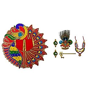 Craftsman Krishna janmashatmi Laddu Gopal Dresses 1 Pc Bal Gopal Kanha ji Poshak with Accessories & Hair Thakurji Handmade Dress for Krishna Janmashtmi Home and Temple (Size 5)