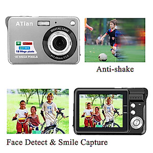 ATian 2.7" LCD HD Digital Camera Amazing Rechargeable Camera 8X Zoom Digital Camera Kids Student Camera Compact Mini Digital Camera Pocket Cameras for Kid/Seniors/Student (Red)
