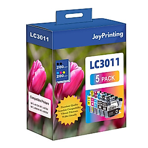 JoyPrinting LC-3011 Compatible Brother LC3011 3011 Ink Cartridges for Brother MFC-J491DW MFC-J497DW MFC-J690DW MFC-J895DW Printer, 5-Pack (2 Black, 1 Cyan, 1 Magenta, 1 Yellow)