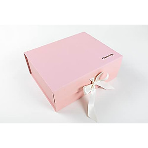 Unboxme Pink Luxury Gift Box - 10.5x 8.5 x 4.2 Inches-with Satin Ribbon | Matte Textured Finish Box for Wedding Christmas-Bridal and Baby Shower Gifts