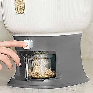 Variety Savings Coutnertop Rice Dispenser – Air Tight Rice Dispenser – Included Measuring Rice Cup & Cleaning Brush – Multipurpose Kitchen Rice Dispenser for Grains Cereal Snacks Nuts & More – 22 lbs - Gray