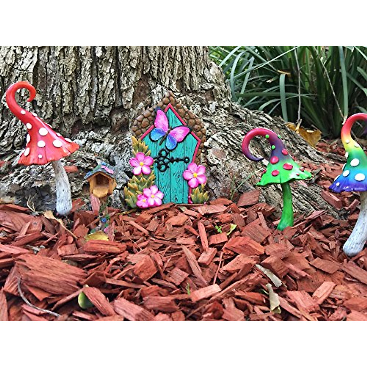 GlitZGlam Magical Miniature Mushroom Collection - 4 Fairy Garden Beautiful Miniature Mushrooms Included. A Gnome- Fairy Garden Accessory