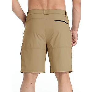 TACVASEN Mens Hiking Cargo Shorts Dress Casual Ligtweight Quick Dry Water Resistat Breathable Fishing Camping Shorts Khaki, 30