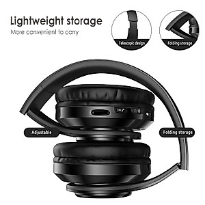 iChenovo 2022 Wireless Bluetooth Headphones,Colorful LED Lights Comfort Over Ear Foldable Headset with Built-in Microphone,FM,SD Card Slot,Wired for School/Tablet Computer/PC/TV/Cellphones/Travel