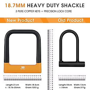 ICOCOPRO Anti Theft Heavy Duty Bicycle U Lock with 3 Keys, 18.76mm, Black, 5.32 in Width Inside Dimension