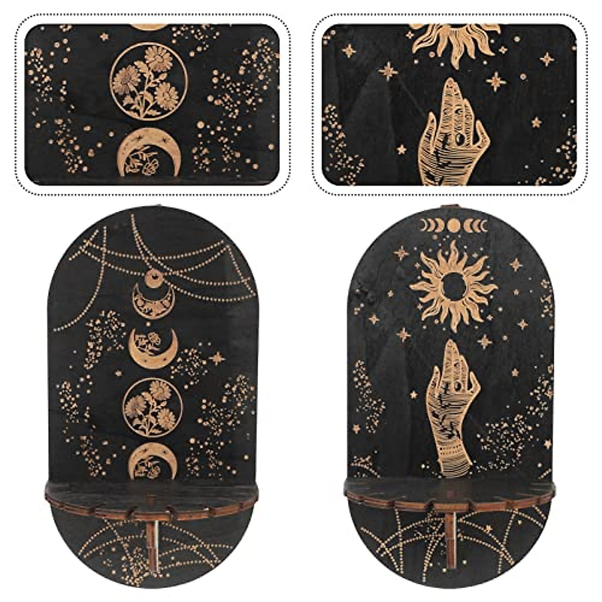 Operitacx 2pcs Wooden Crystal Display Shelf Crystal Holder Wall Mounted Witch Stuff Rack Stand Witchy Room Decoration for Crystals Stone Essential Oil