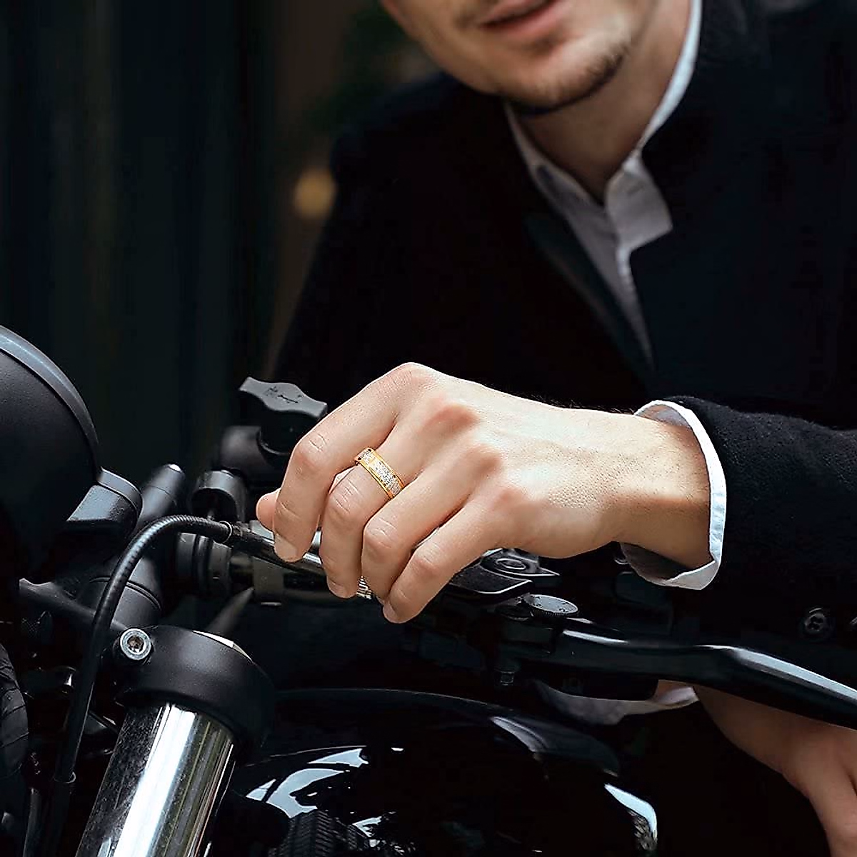 King Will 8mm Lord's Prayer Cross Ring Stainless Steel Ring Gold Silver Wedding Band Bible Engraved Rings High Polished 13.5