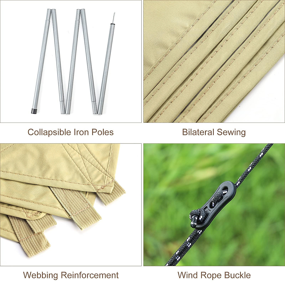 P1ancamp 10×10FT Camping Tarp with 2×6.6FT Poles, Waterproof & Lightweight Tent Tarp, Rain Fly Sun Shelter, 210D Oxford UPF50+ Shelter can Used with Car,Tent & Hammock for Picnic, Garden & Outdoor