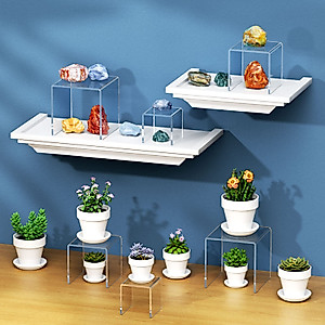 NIUBEE 2 Set Acrylic Risers Display for Funko POP Figures,Clear Cake Stands for Candy Dessert Table Decorations-3"x4"x5"