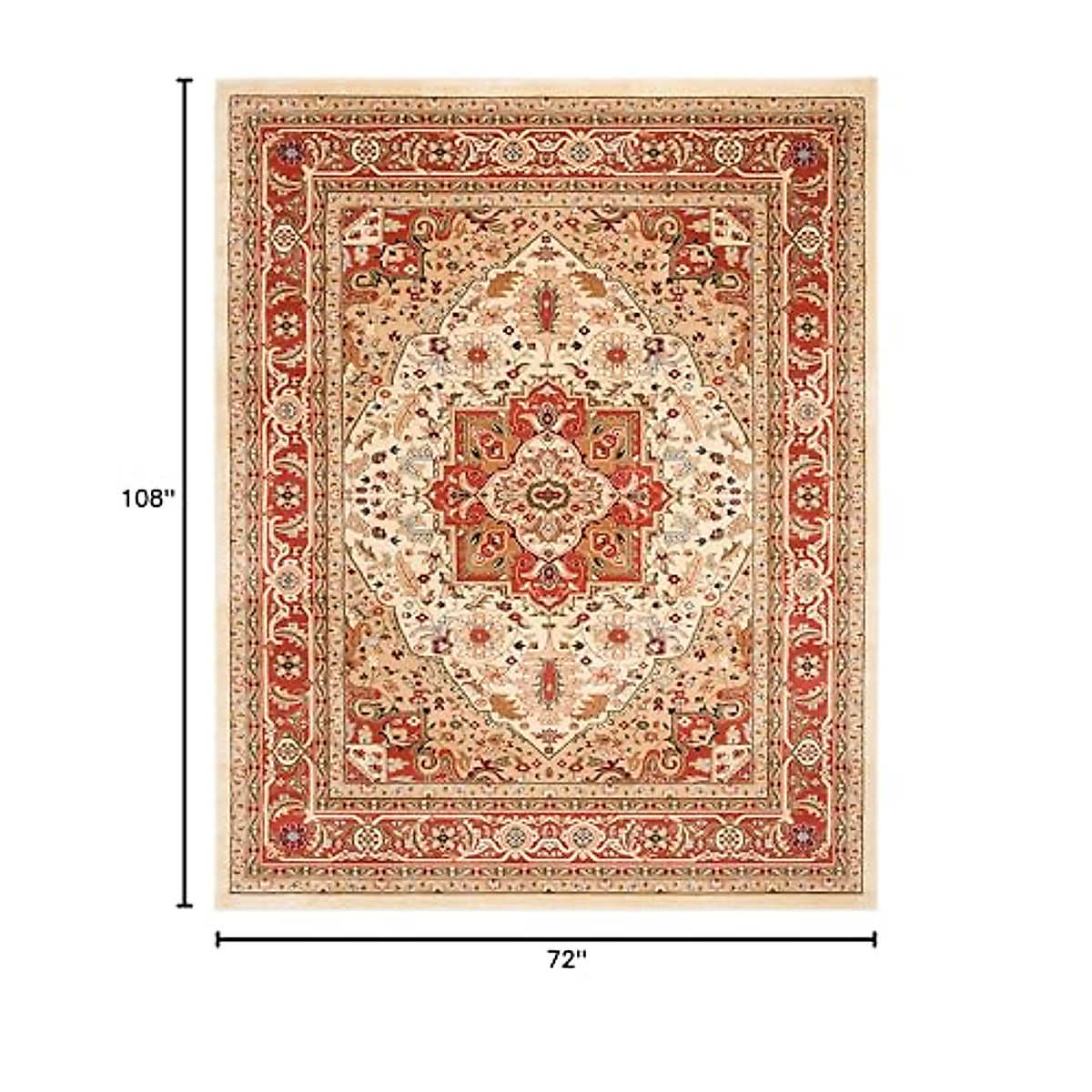 SAFAVIEH Lyndhurst Collection Area Rug - 6' x 9', Ivory & Rust, Traditional Oriental Design, Non-Shedding & Easy Care, Ideal for High Traffic Areas in Living Room, Bedroom (LNH330R)
