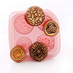 Flower Vintage Style Button Silicone Mold Fondant Chocolate Mint Resin Polymer Clay Jewelry Craft Mold