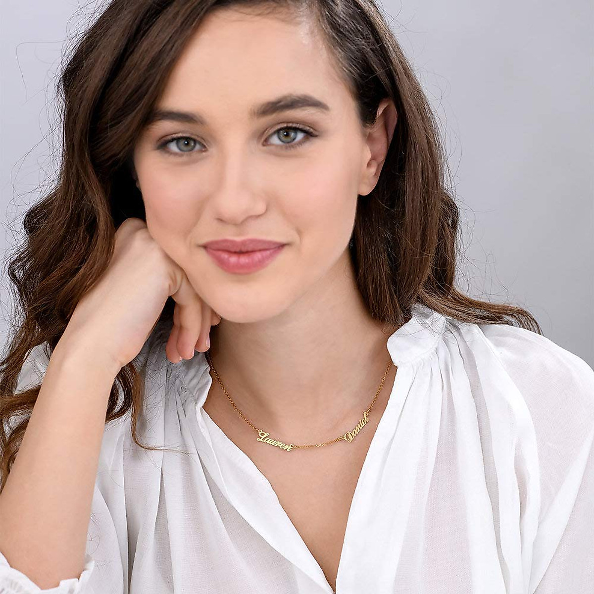 Oak&Luna Personalized Multiple Necklace with Names - Custom Jewelry