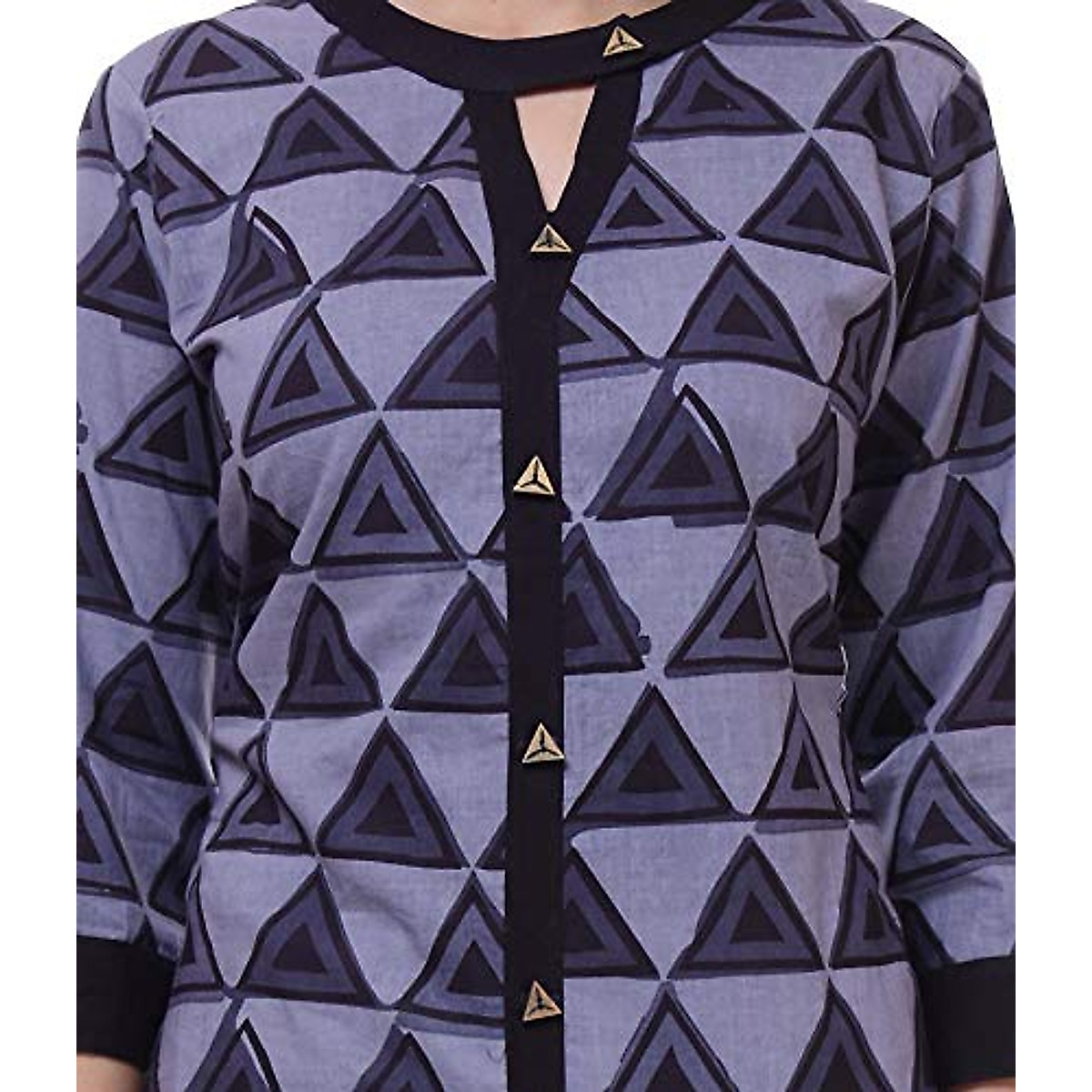 Ramkudi Indian Women's Printed Cotton Kurti Top (Grey)